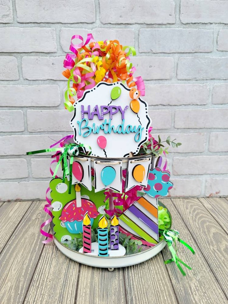 Birthday Tiered Tray Set Celebration Tray Decor Set of 5 - Etsy