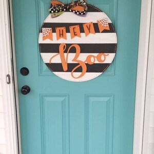 Hey Boo Halloween Door Hanger | Halloween Porch Decor - Etsy