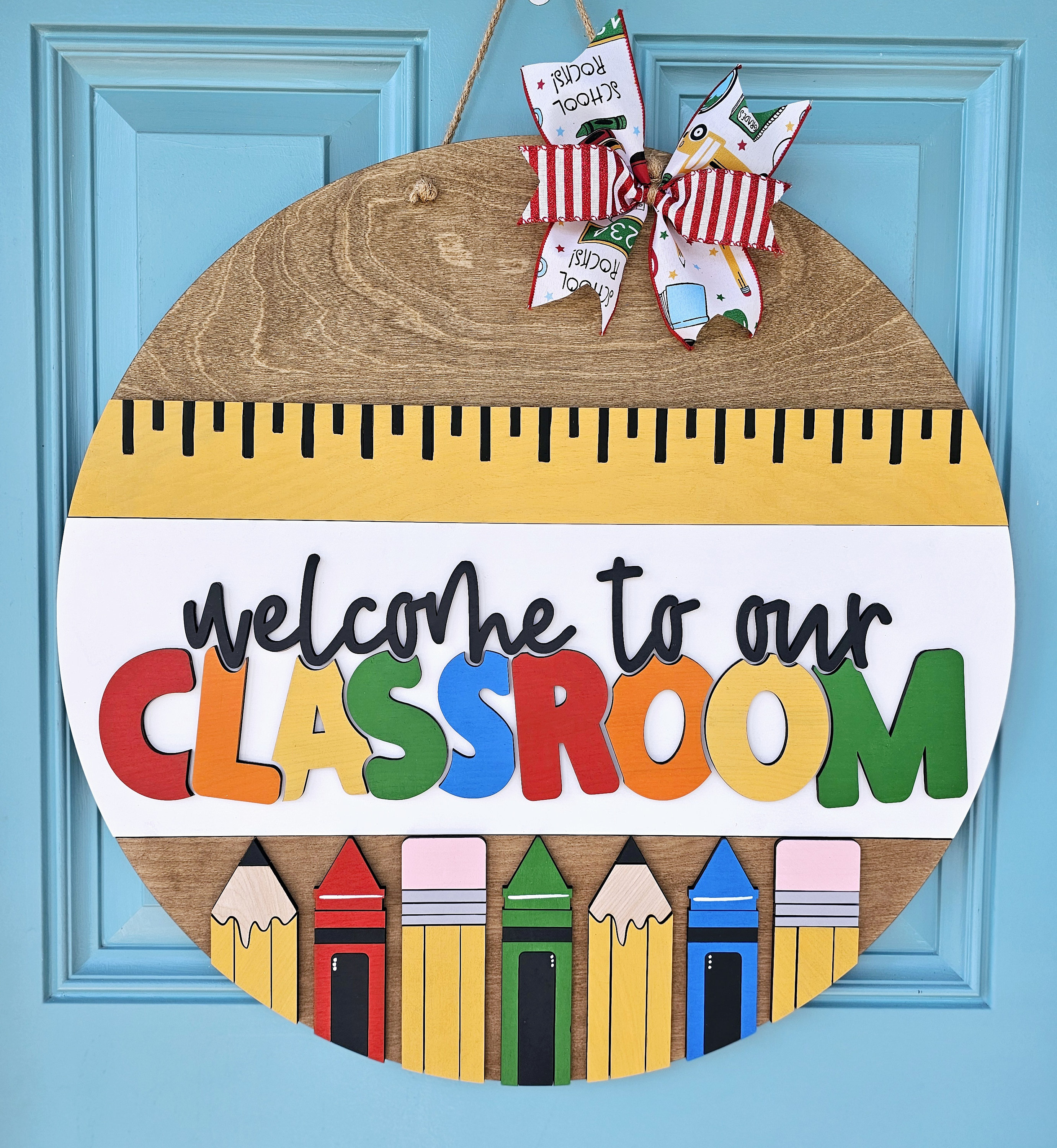Classroom Welcome Sign | Teacher Door Hanger, 3D Wood Decor - Etsy