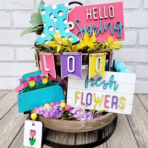 Spring Tiered Tray Set | Hello Spring Tiered Tray Set | 6 Piece Tiered ...
