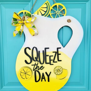 Squeeze the Day Door Hanger | Lemonade Door Hanger | Summer Door Hanger ...