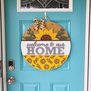 Welcome to Our Home Sunflower Door Hanger | Sunflower Door Decor | DIY ...