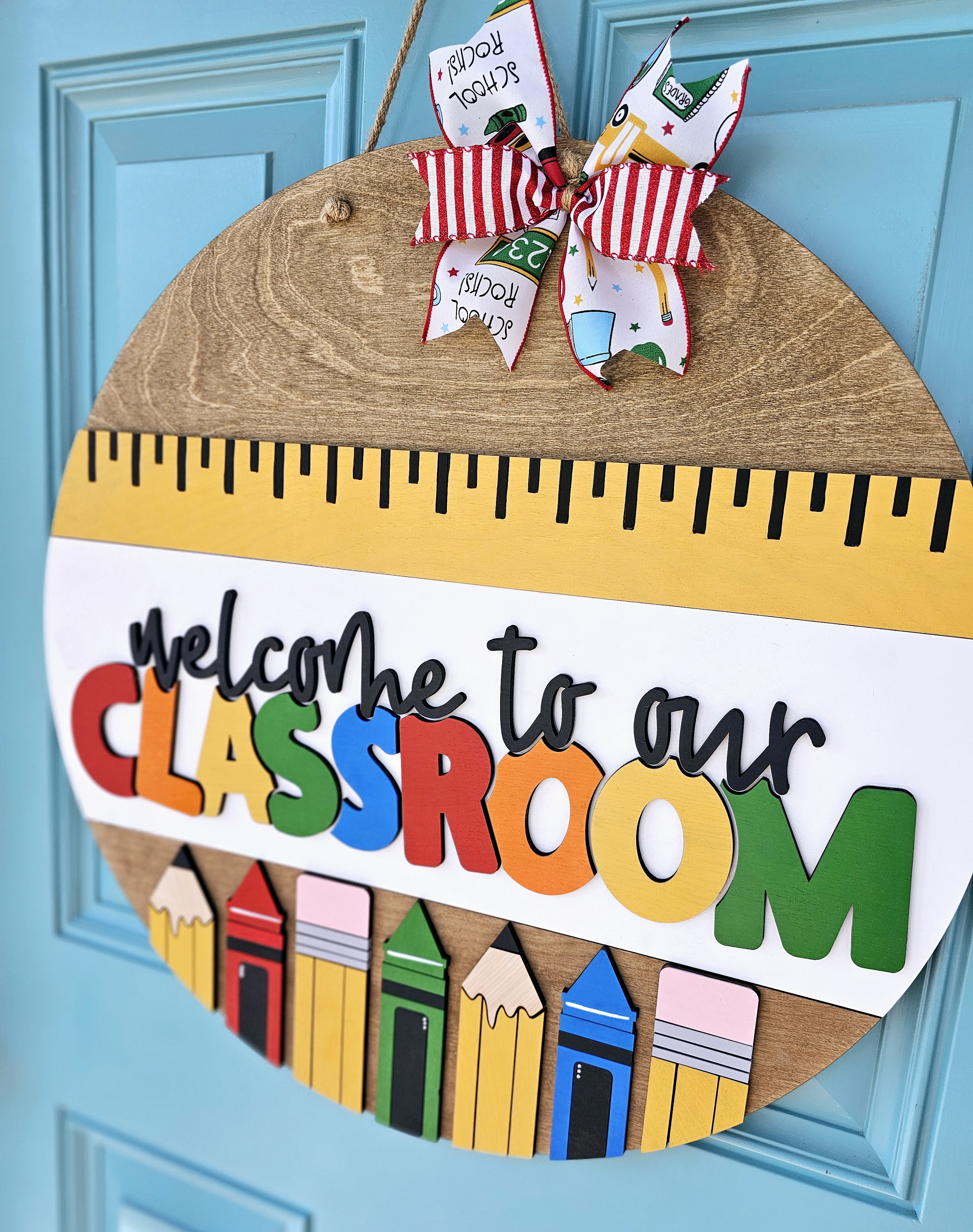 Classroom Welcome Sign | Teacher Door Hanger, 3D Wood Decor - Etsy