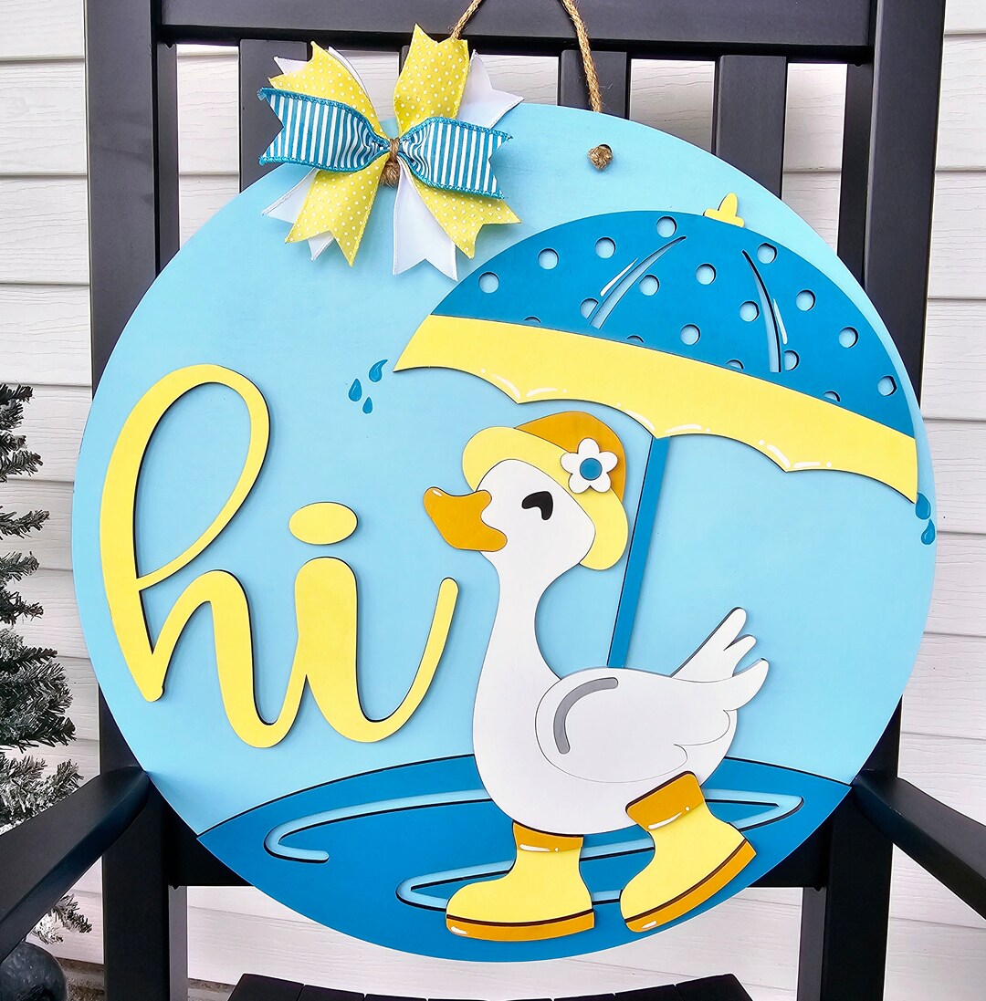 Spring Duck Door Hanger | Spring Rain Door Decor | Duck in Rainboots ...