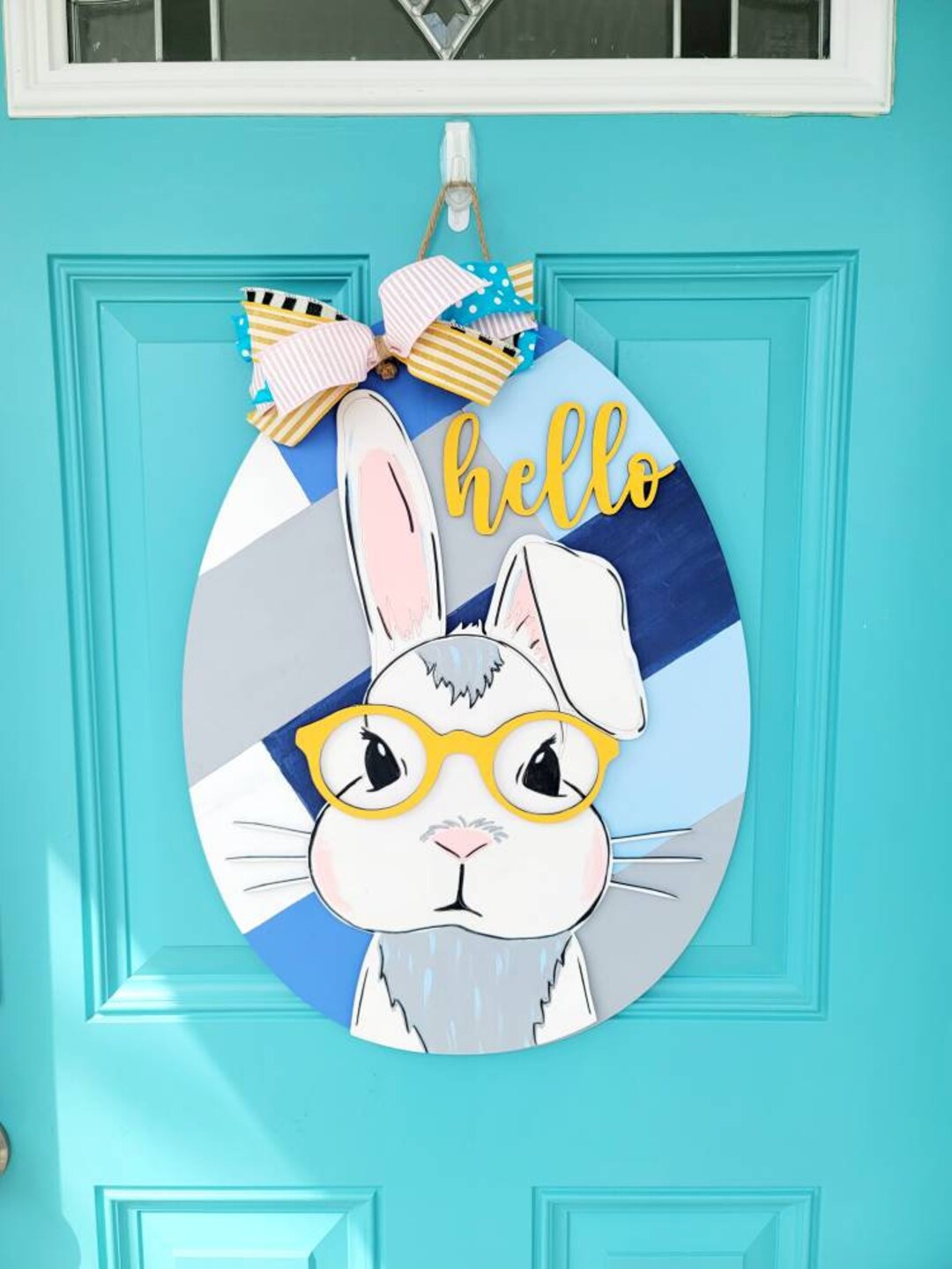 Nerdy Bunny Door Hanger | Easter Bunny Door Hangers I Easter Door Decor ...