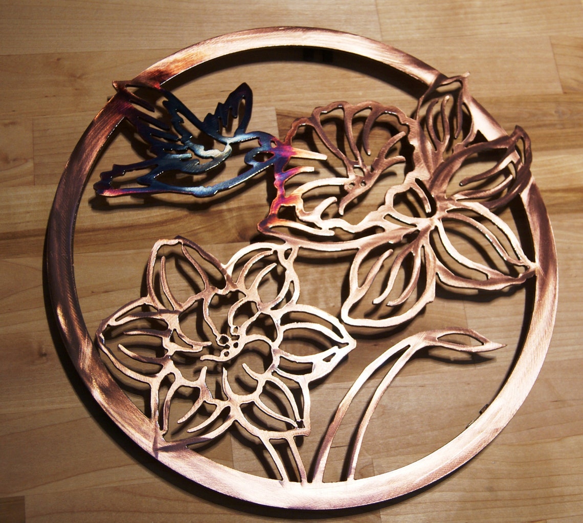 Hummingbird Daffodils Metal Art Woodland Nursery Art - Etsy