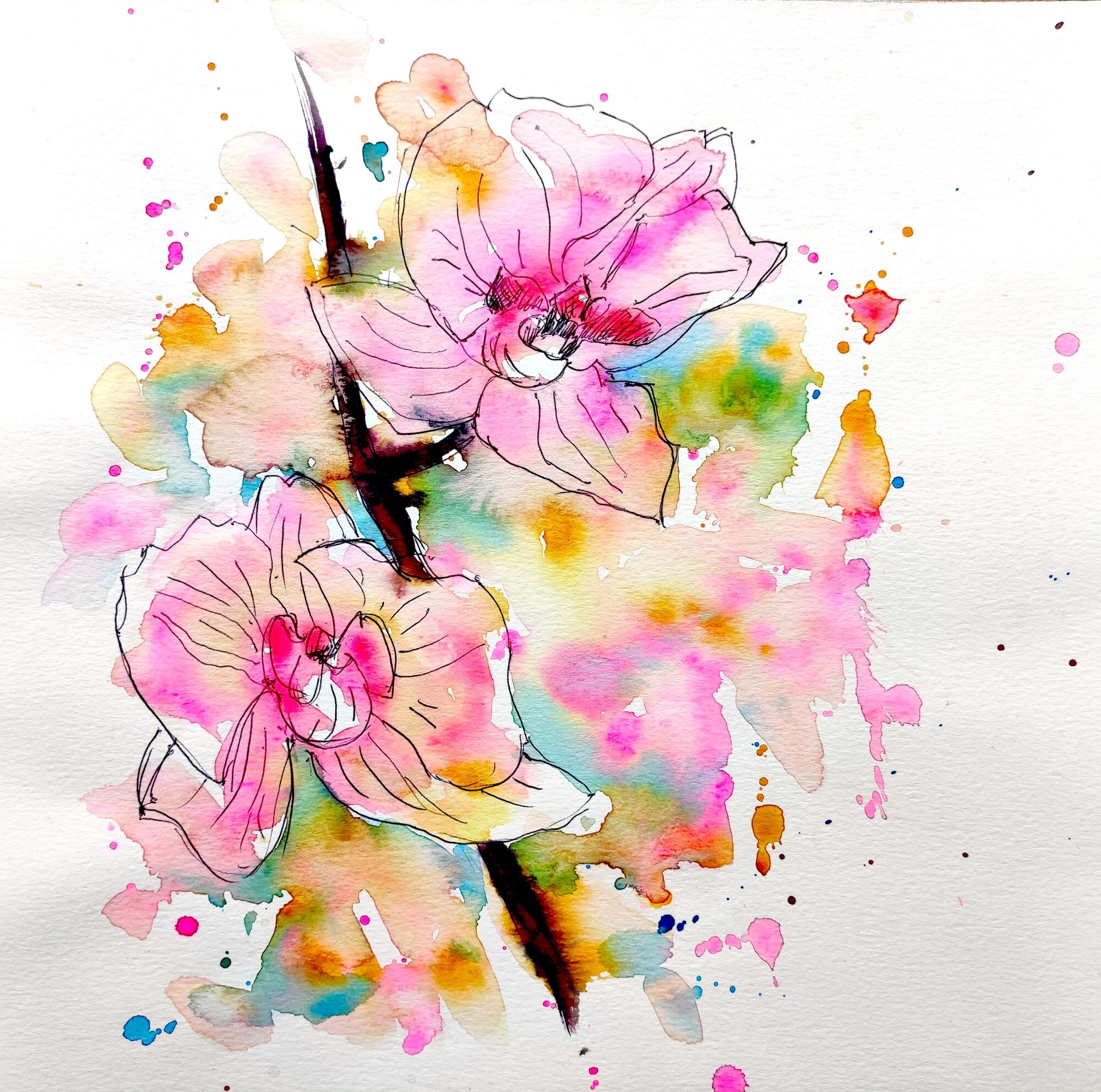 Abstract Watercolor Orchid