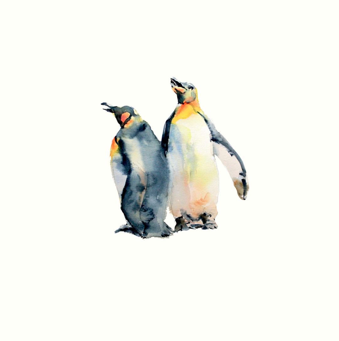King Penguins Painting, Antarctica Wall Art, Giclée Print, Watercolour ...