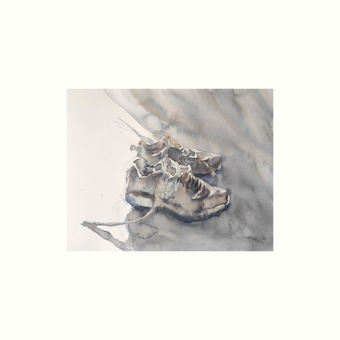 Shoes Sketch, Watercolour Painting, Original, Grey-tone, Soft Wall Art ...