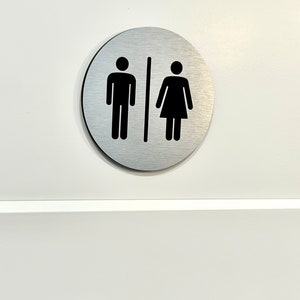 Round Restroom Sign / Modern Bathroom Sign / Restaurant Sign ...