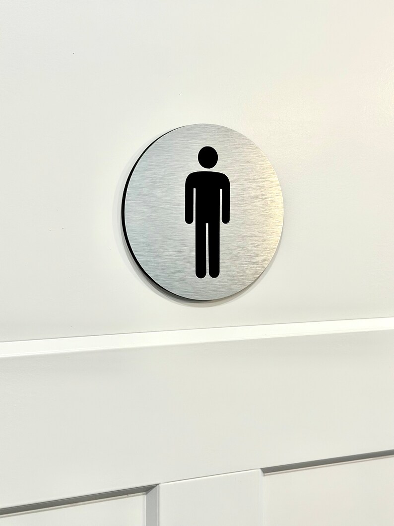 Round Restroom Sign / Modern Bathroom Sign / Restaurant Sign / - Etsy