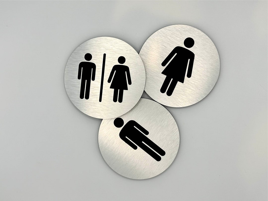 Round Restroom Sign / Modern Bathroom Sign / Restaurant Sign ...
