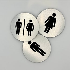 Round Restroom Sign / Modern Bathroom Sign / Restaurant Sign ...