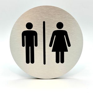 Round Restroom Sign / Modern Bathroom Sign / Restaurant Sign ...