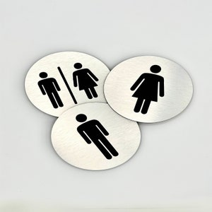 Round Restroom Sign / Modern Bathroom Sign / Restaurant Sign ...