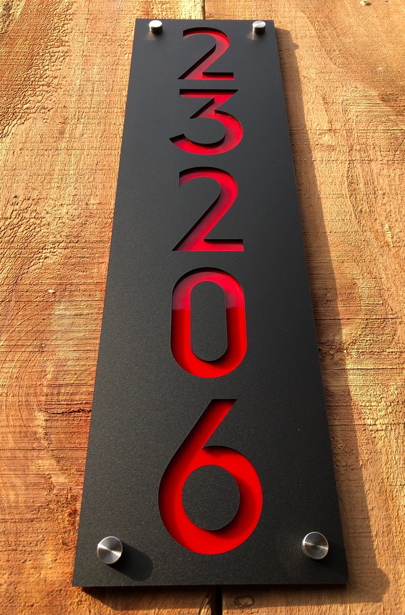 Five Number Vertical Address Sign Modern House Numbers - Etsy