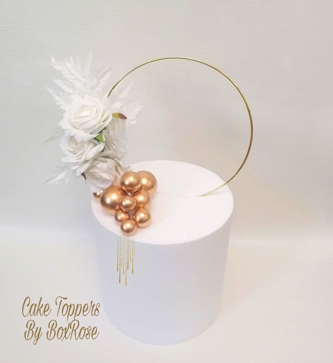 Contemporary Metal Hoop Cake Topper, Vintage Floral Details, Modern ...