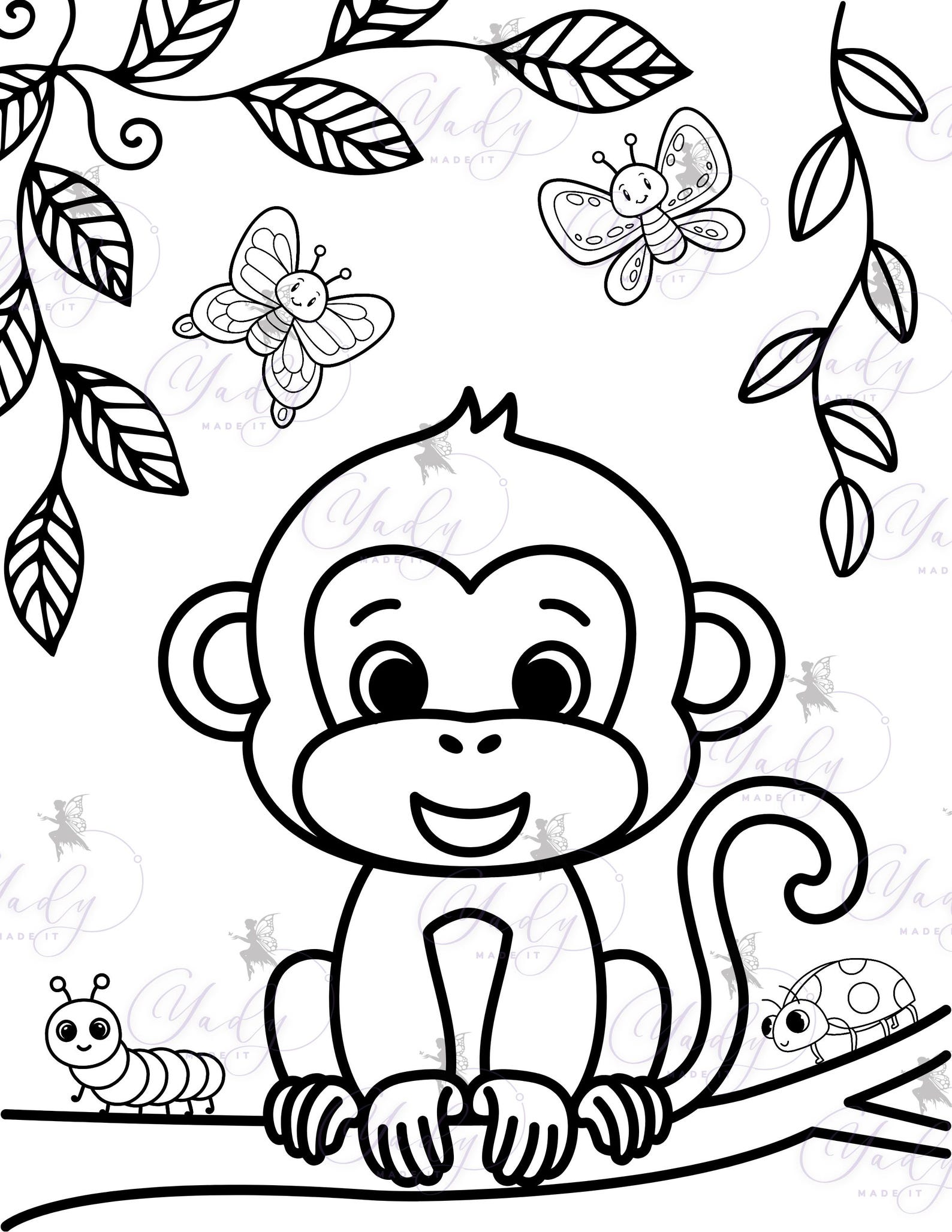 Wild One Safari Animals Digital Coloring Book for Toddlers - Etsy