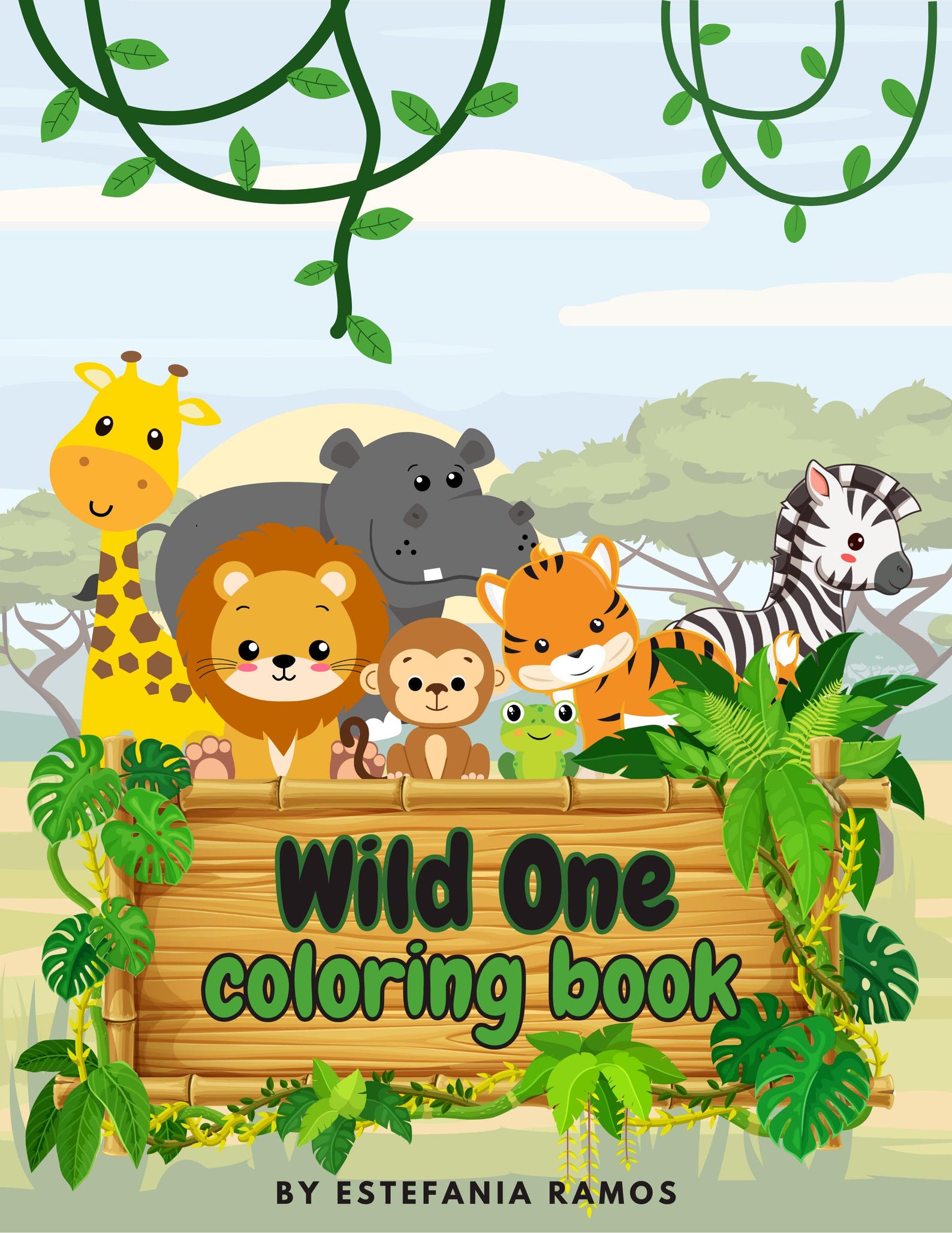 Wild One Safari Animals Digital Coloring Book for Toddlers - Etsy