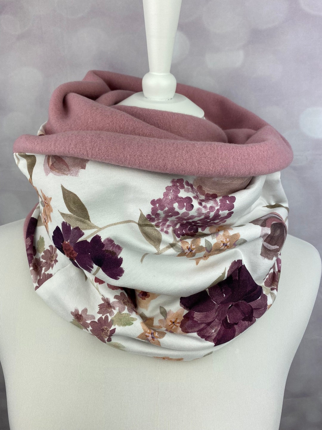 Loop Scarf or Wrap Scarf With Button Women's Organic Cotton Jersey ...