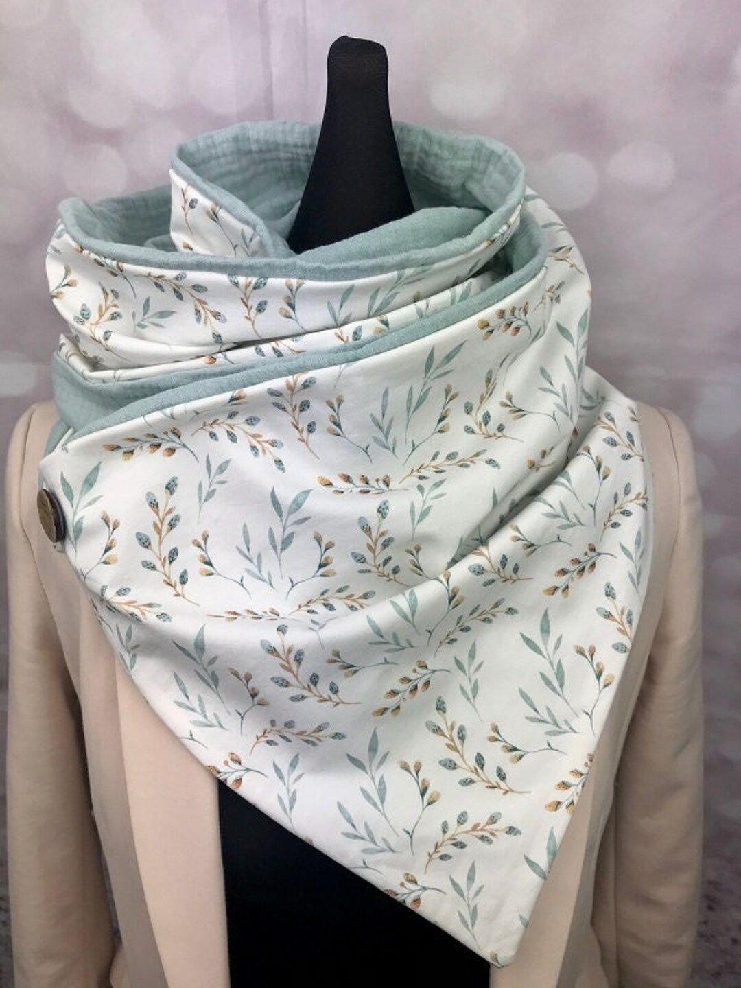 Wrap Scarf Muslin Women's Triangular Scarf With Button or - Etsy