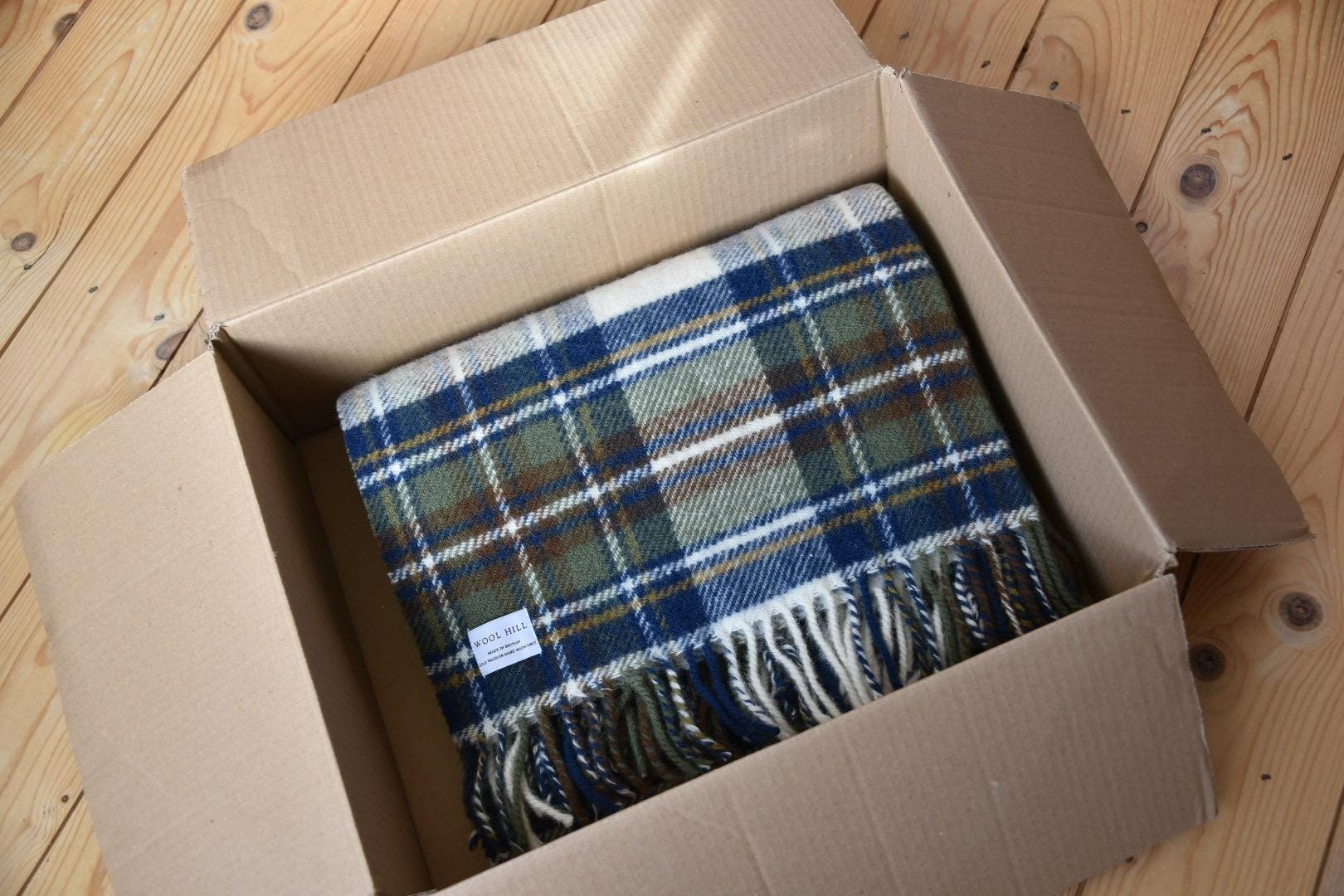 Mist and Tartan Blanket Gift Box| Pure New Wool Throw, British Throw ...