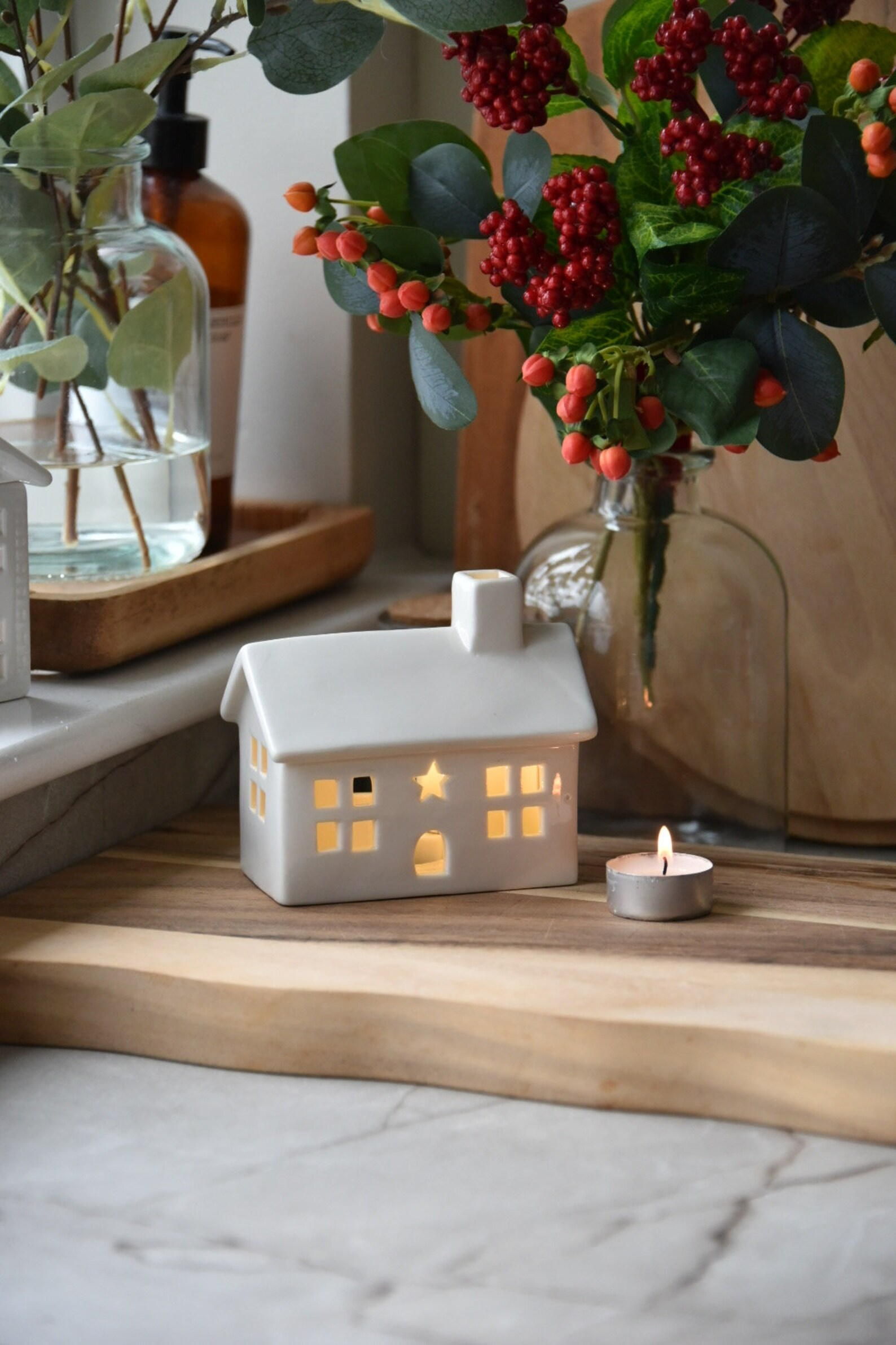 White Ceramic House LED Light up | Autumn Christmas Decor Home | Unique ...
