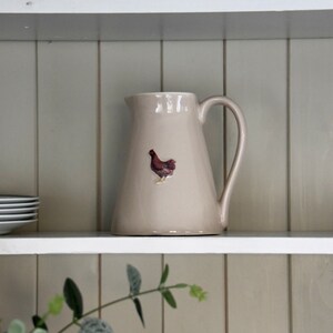 Embossed Hen Jug Country Stoneware Jug Country Kitchen Vase Chicken ...