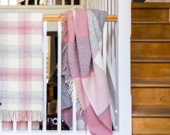 Bold Stripe Dusky Pink Pure New Wool Throw - Etsy UK
