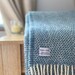 Petrol Blue Large Pure New Wool Throw Pink British Blanket Made in the ...