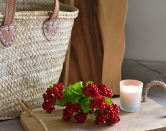 Red Berry Flowers Artificial Faux Flower Arrangement Christmas Greenery ...