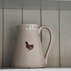 Embossed Hen Jug Country Stoneware Jug Country Kitchen Vase Chicken ...