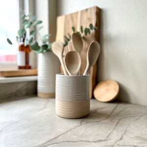 Scandi Kitchen Utensil Pot Grey White Vase Kitchen Utensil Holder ...