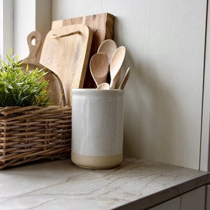Scandi Kitchen Utensil Pot Grey White Vase Kitchen Utensil Holder ...