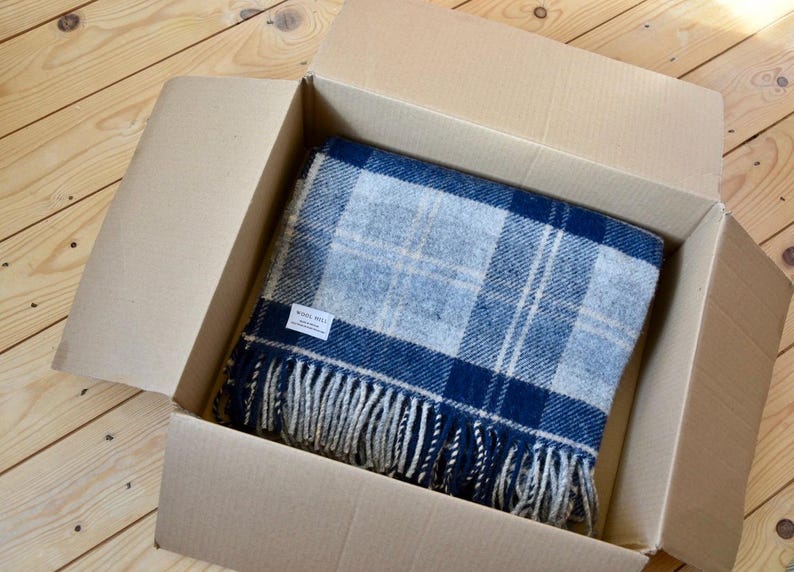 Mist and Tartan Blanket Gift Box| Pure New Wool Throw, British Throw ...