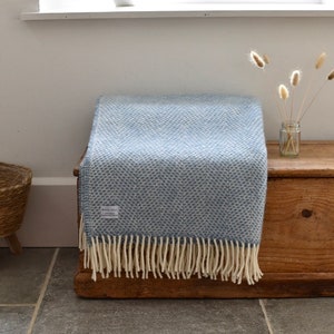 Petrol Blue Large Pure New Wool Throw british Blanket Made in the UK ...