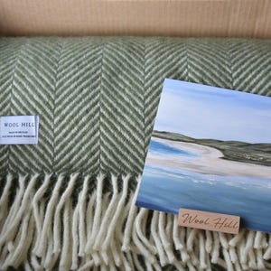 Olive Green Throw Gift Set | Emerald Coast Gift Box Fishbone Pure New ...