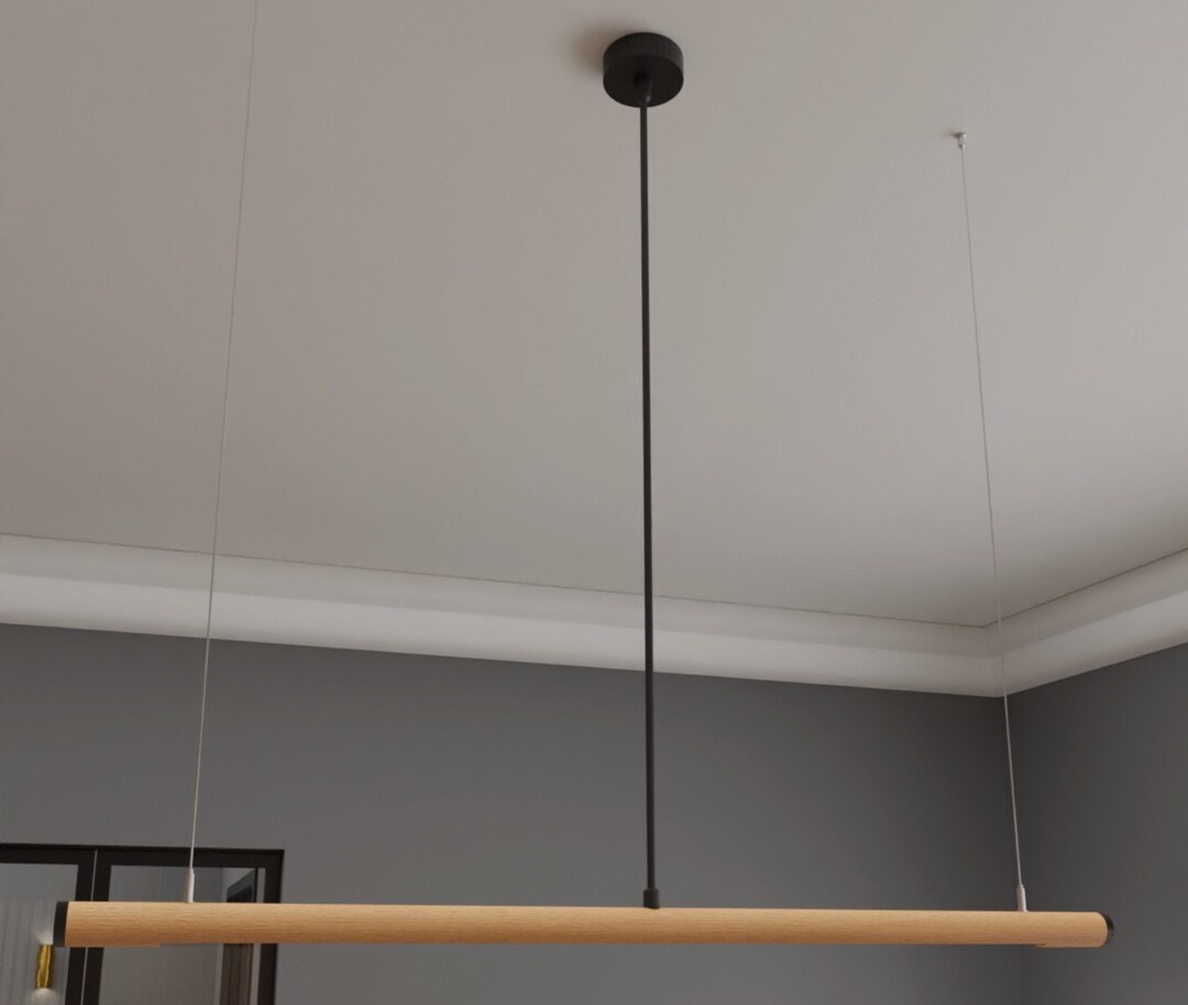 Wooden LED Linear Pendant Light, Wood Chandelier, Hanging Lamp - Etsy