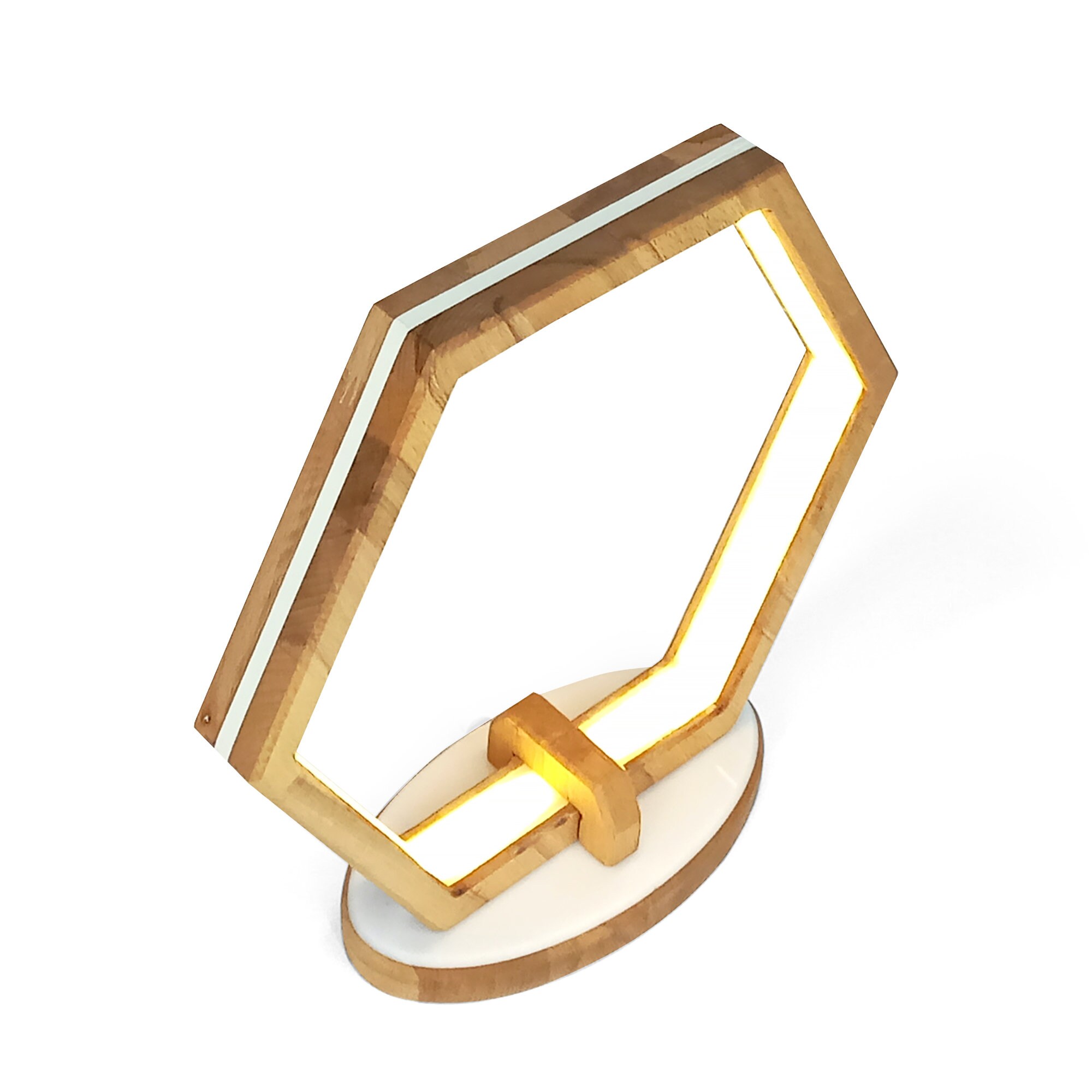 Hexagon LED Table Lamp Modern Desk Light Wooden Lamp - Etsy