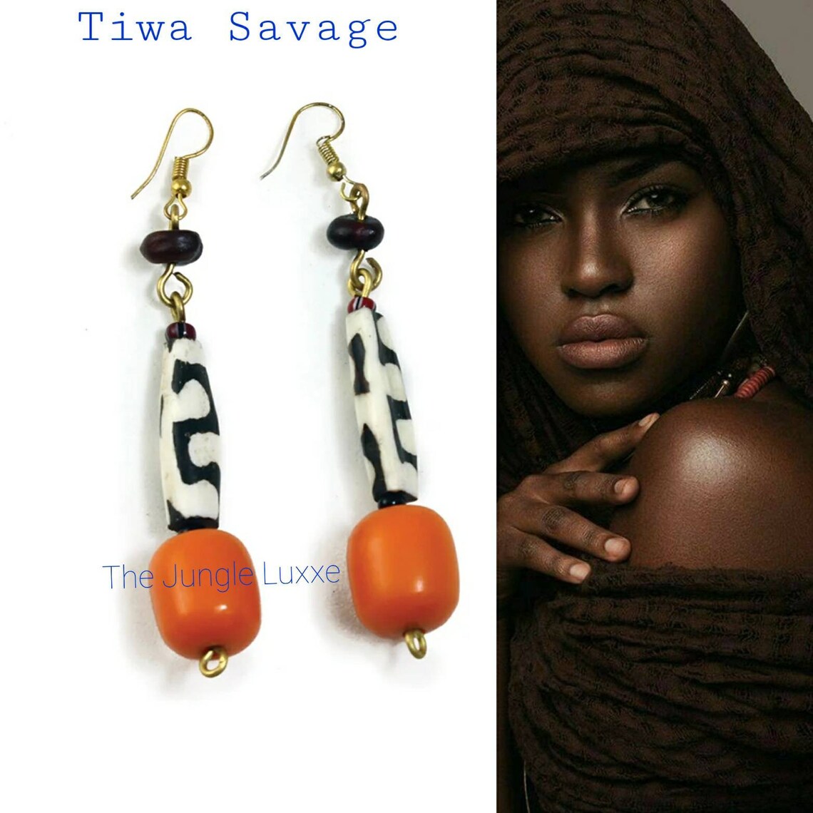 Handmade Earrings, Made in AFRICA Handcrafted Jewelry, Orange Earrings ...