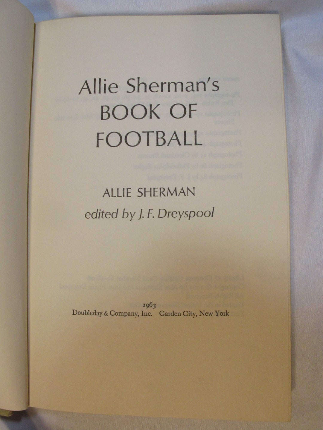 Allie Sherman’s Book of Football Edited - J F Dreyspool - First Edition ...