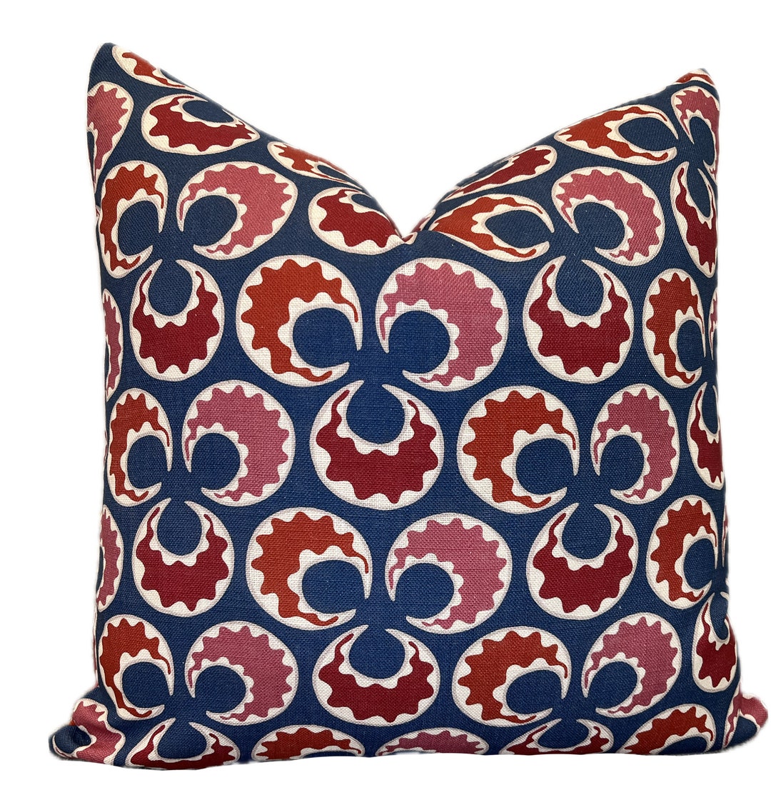 Ottoline Chintamani Fun - Blue and Reds Cushion Cover Pillow Cover ...