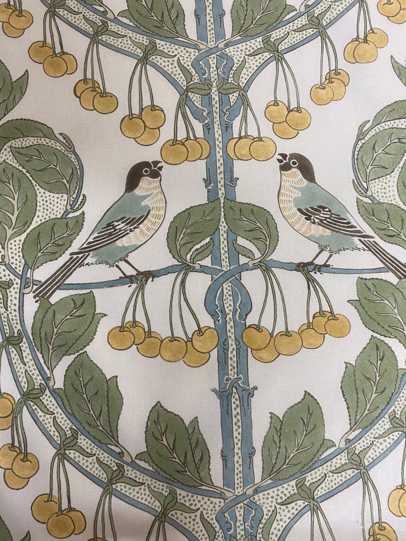 G.P & J Baker Birds and Cherries Blue/green Double Sided - Etsy
