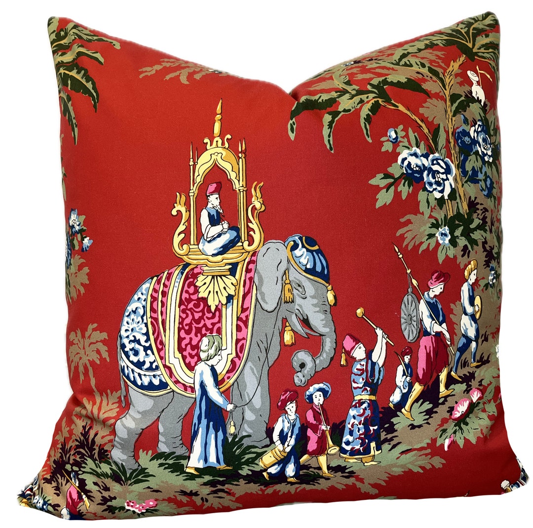 Brunshwig & Fils Beauport Promenade Red Cushion Cover Pillow Cover ...
