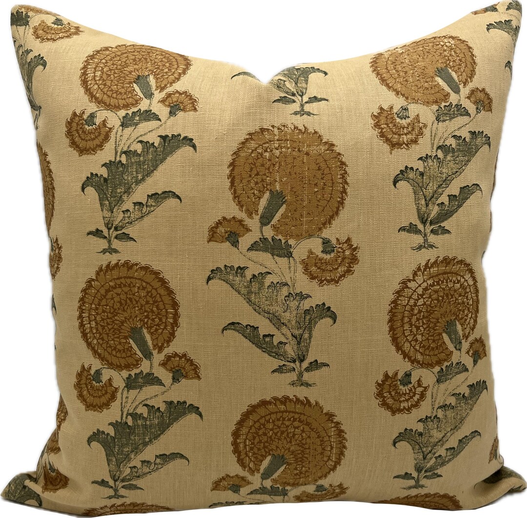 Michael Smith Jasper Indian Flower Brown Double Sided Cushion Cover ...