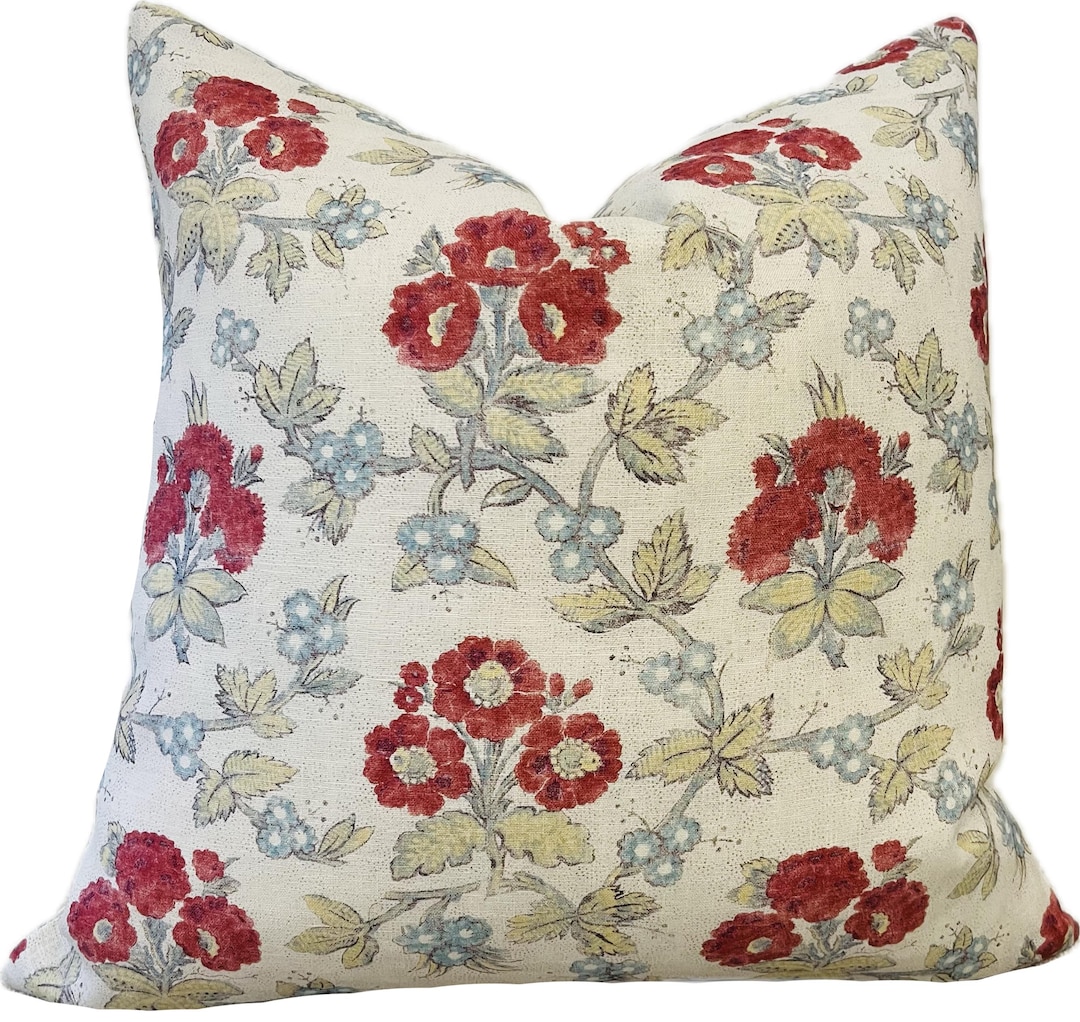 Robert Kime Banon Red Linen Double Sided Cushion Linen Cover Double ...