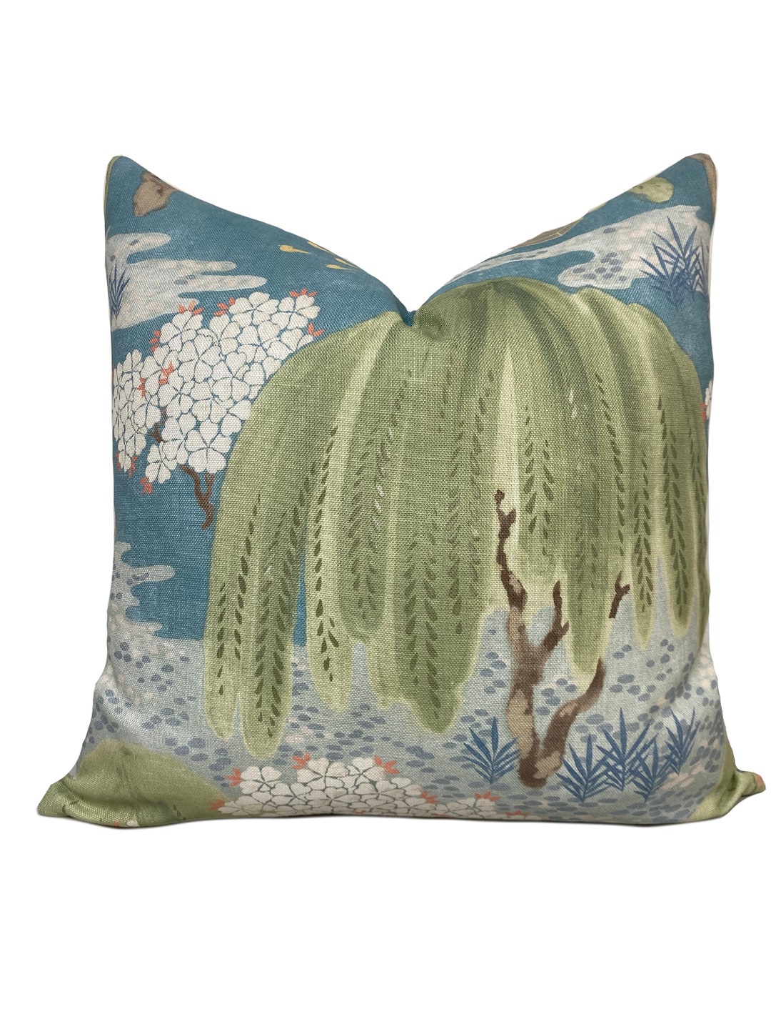 Thibaut 'WILLOW TREE' Willow Tree Collection Turquoise Cushion Cover ...