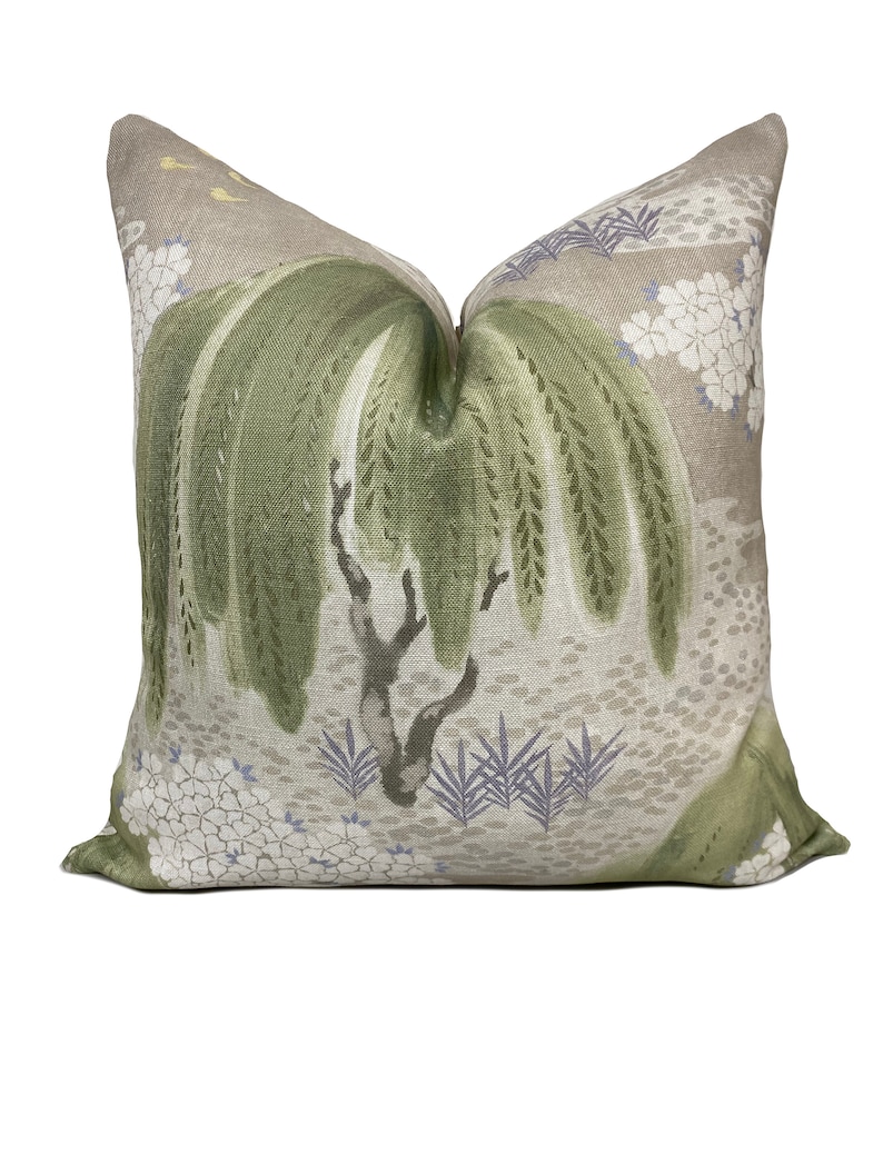 Thibaut 'WILLOW TREE' Willow Tree Collection Biege Cushion Cover Pillow ...