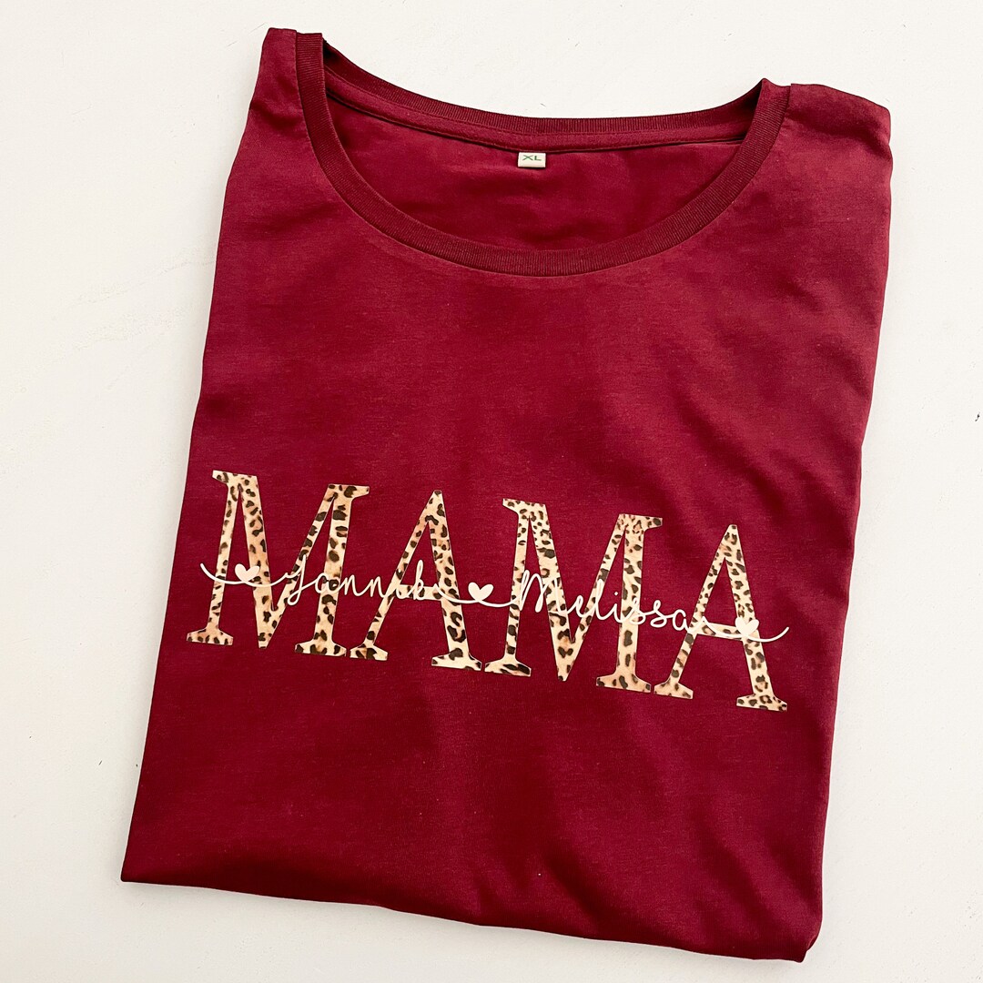 T-Shirt MOM mit Kindernamen Damen Shirt Biobaumwolle - Etsy Nederland