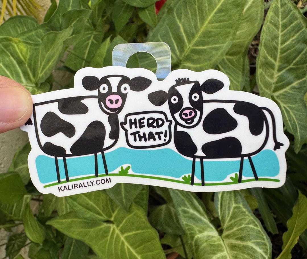 Herd That Sticker Cute Cow Decal Gift for Cow Lover Farmer Cartoon ...